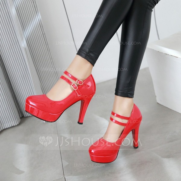 Women's Leatherette Stiletto Heel Closed Toe Platform Pumps With Buckle ...