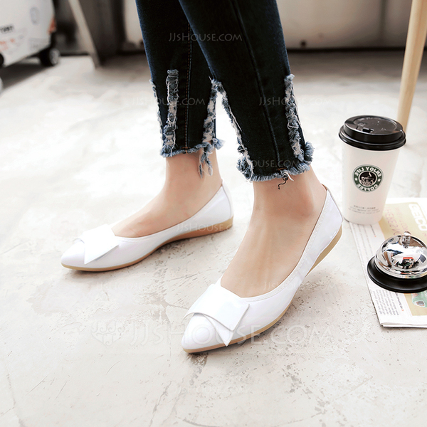 Women's PU Flat Heel Flats Closed Toe With Bowknot shoes (086142471 ...