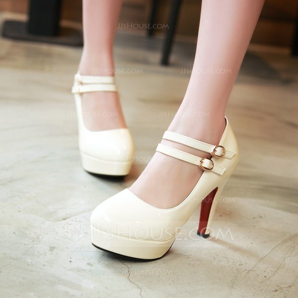Women's Leatherette Stiletto Heel Closed Toe Platform Pumps With Buckle ...