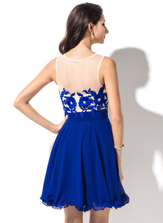 A-Line/Princess Scoop Neck Short/Mini Chiffon Homecoming Dress With ...
