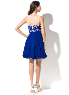 A-Line/Princess Scoop Neck Short/Mini Chiffon Homecoming Dress With ...