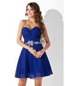 A-Line/Princess Scoop Neck Short/Mini Chiffon Homecoming Dress With ...