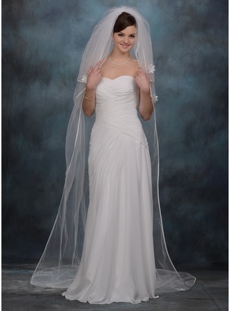 Three-tier Chapel Bridal Veils With Ribbon Edge (006005387) - JJ's House