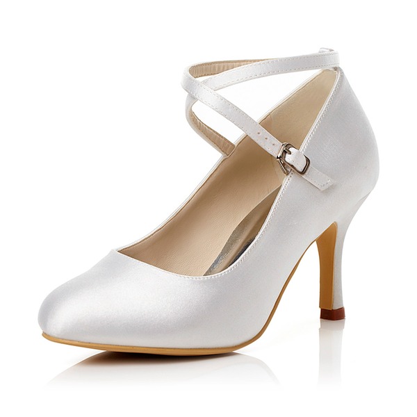 Women's Satin Stiletto Heel Closed Toe Pumps With Buckle (047048020 ...