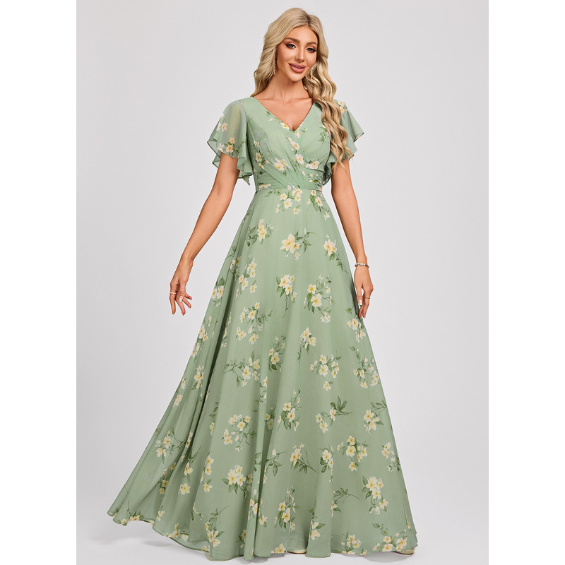 Cesia A-line Ruffle Chiffon Bridesmaid Dress | JJ's House